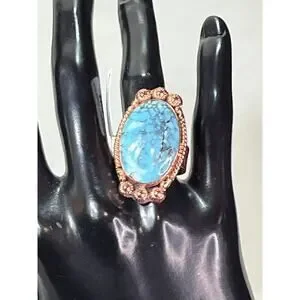 Artisan | Jewelry | Blue Moon Turquoise Ring Solid Copper Large ...